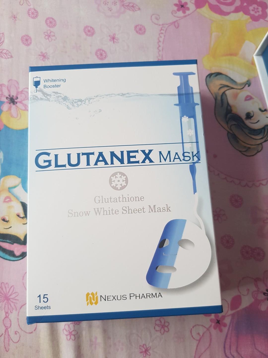 Glutanex Mask (Glutathione Snow White Sheet Mask) 15 pcs, Beauty ...