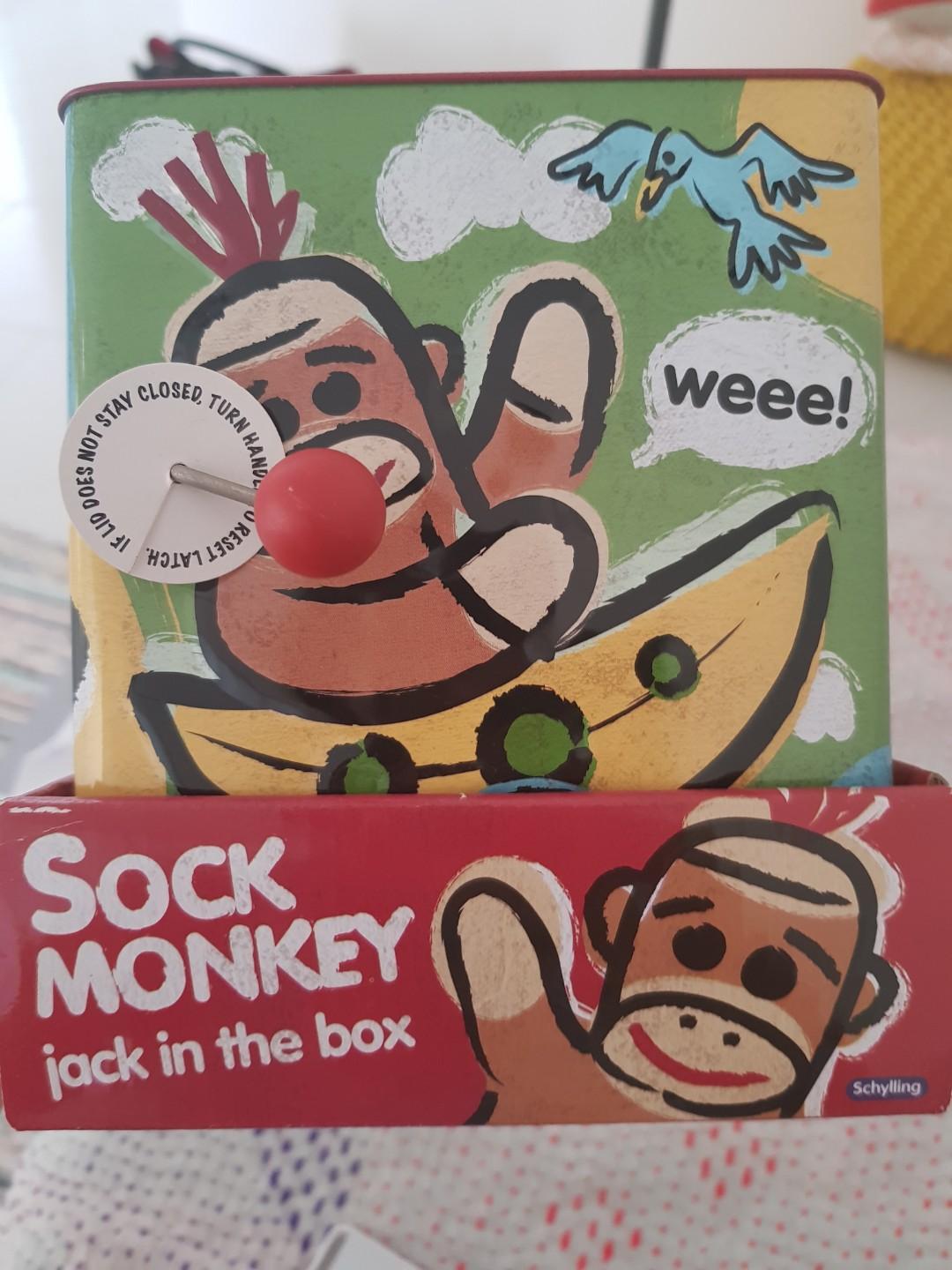 Sock Monkey Jack in the Box, Hobbies & Toys, Toys & Games on Carousell