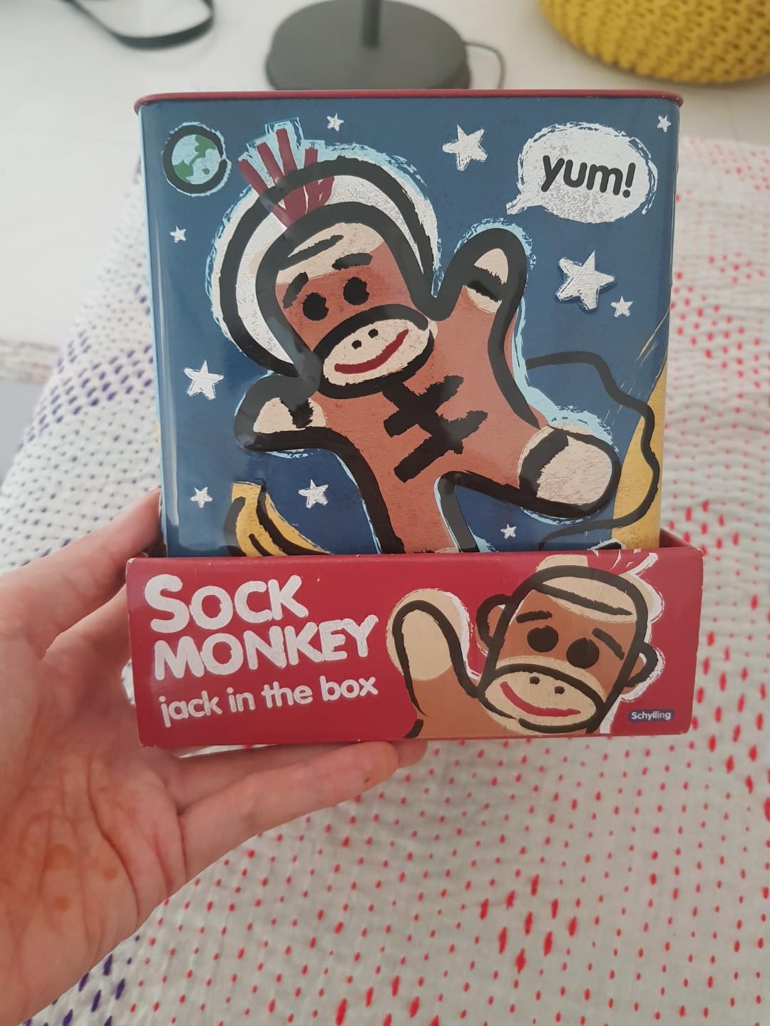 Sock Monkey Jack in the Box, Hobbies & Toys, Toys & Games on Carousell