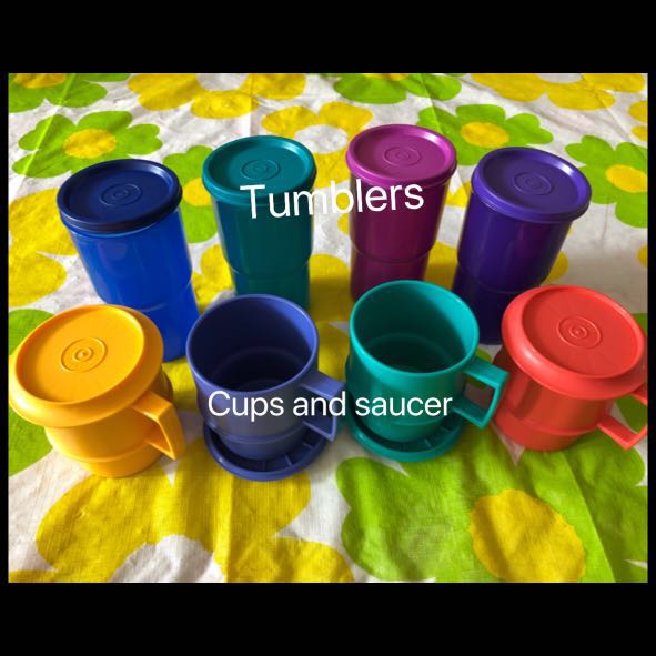 Tupperware- set of Tumblers and set of Cups and saucer, Furniture ...