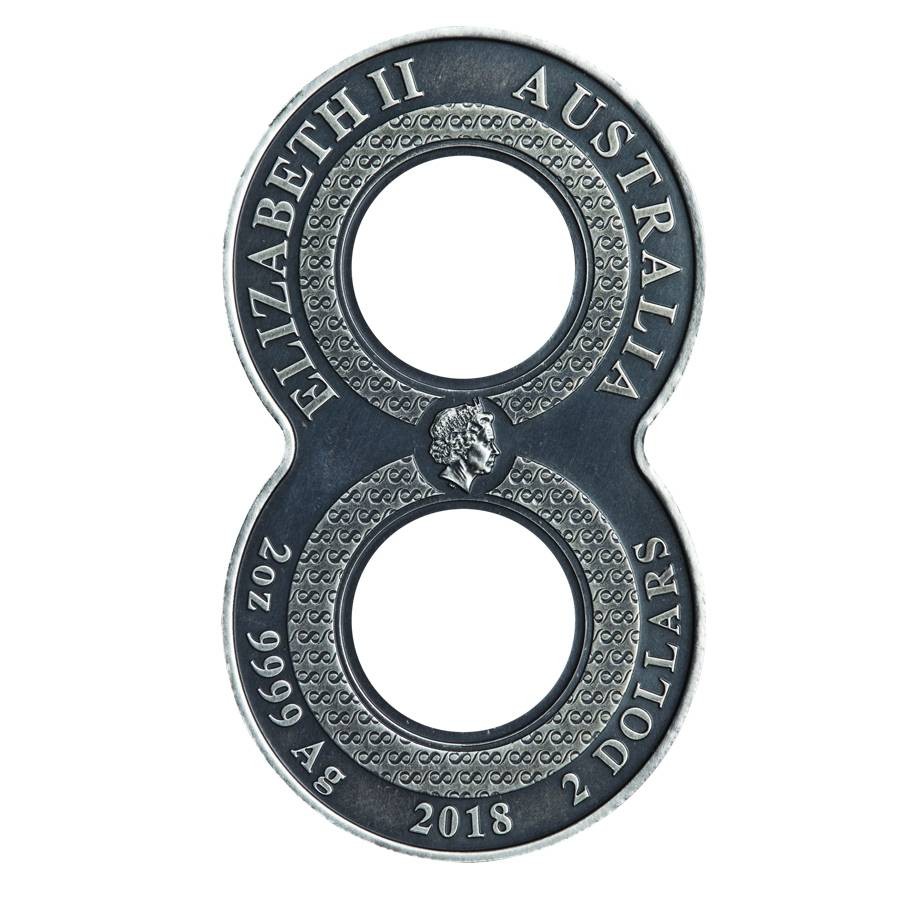 2018 Australia 2 oz Silver Figure Eight Dragon (Antiqued) Figure 8 ...