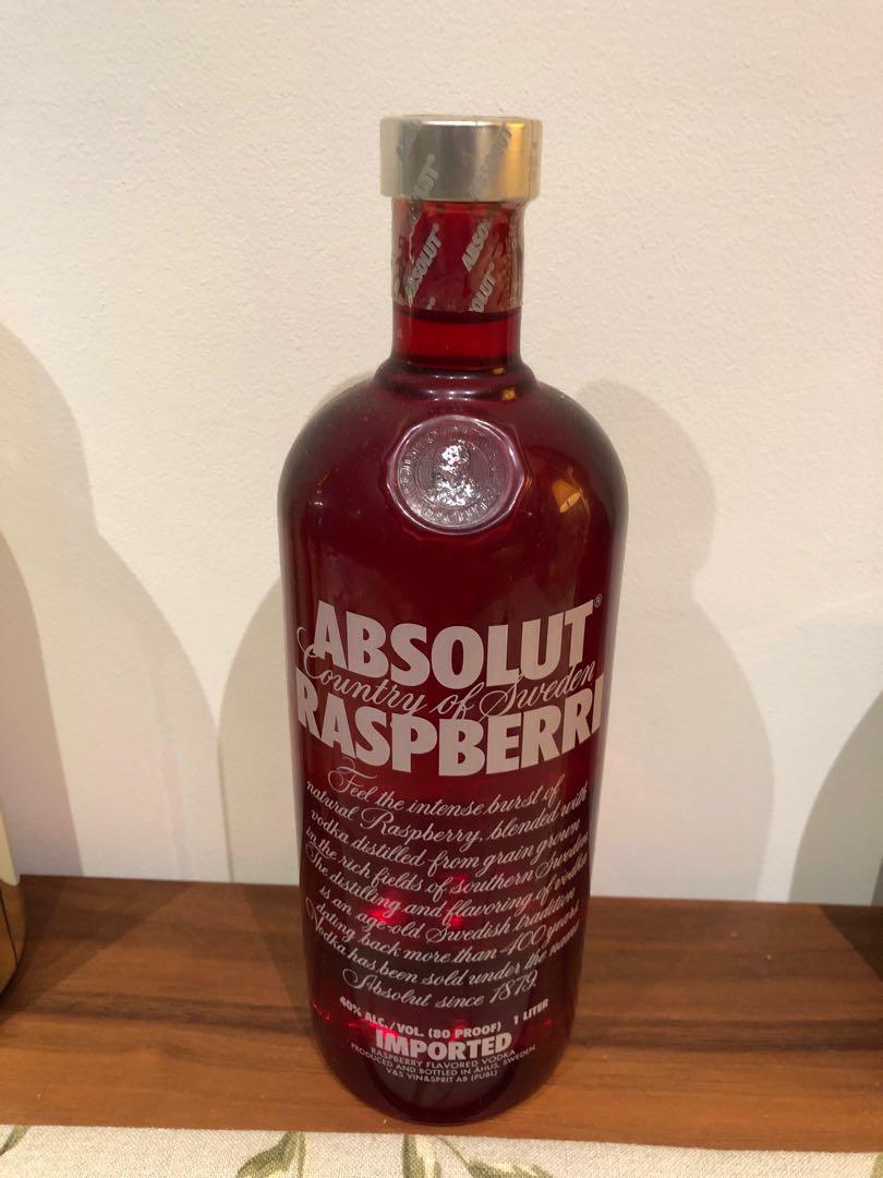 Absolut Vodka Raspberry 1L, Food & Drinks, Alcoholic Beverages on Carousell