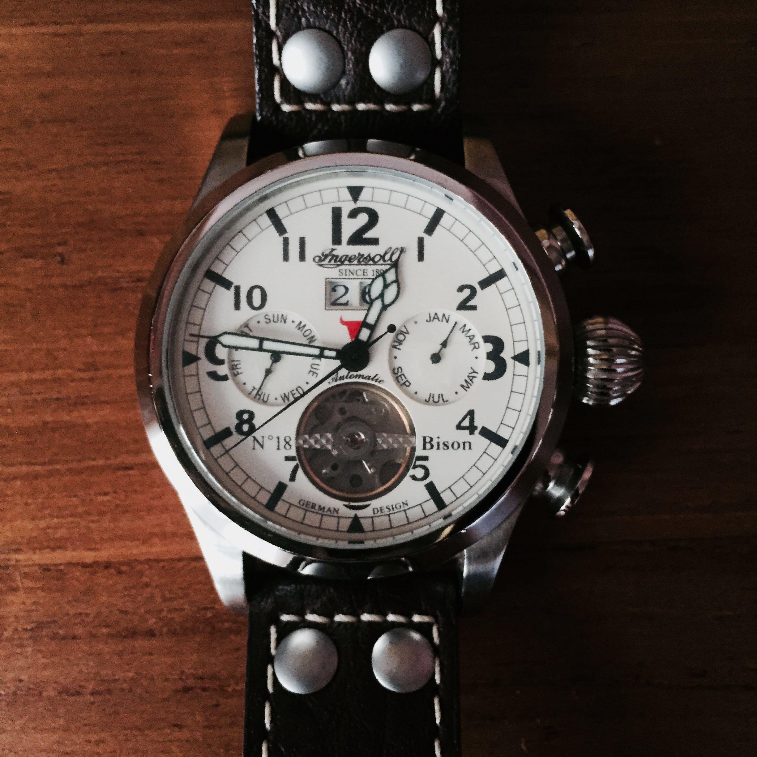 Ingersoll IN4506WHGR"Bison Number 18" Stainless Steel Automatic Watch ...