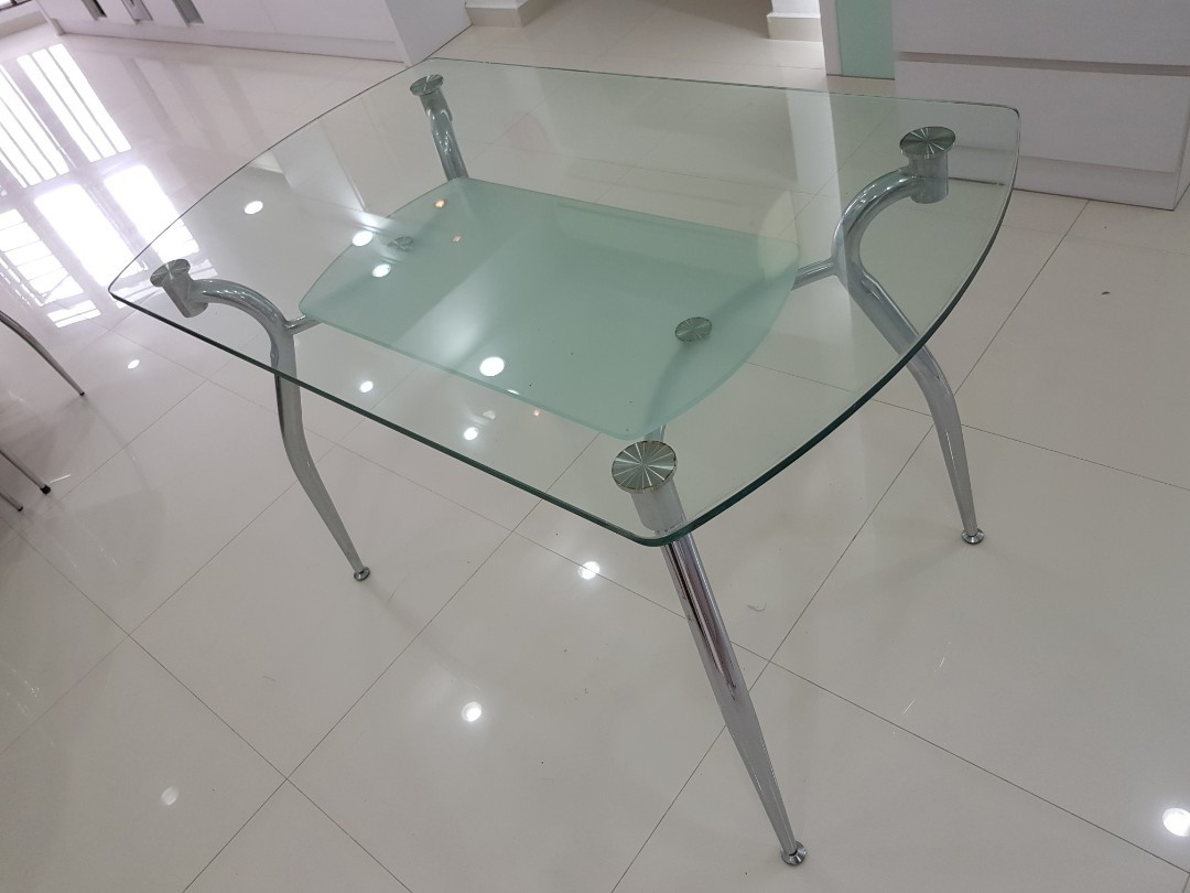 Used Glass Top Dining Table ONLY, Furniture & Home Living, Furniture ...