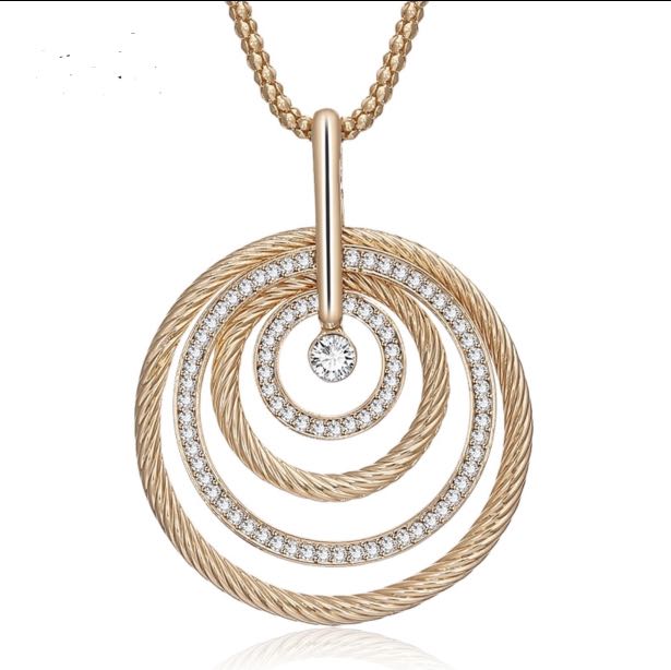 4 Circles Pendant with Long Chain, Women's Fashion, Jewellery ...