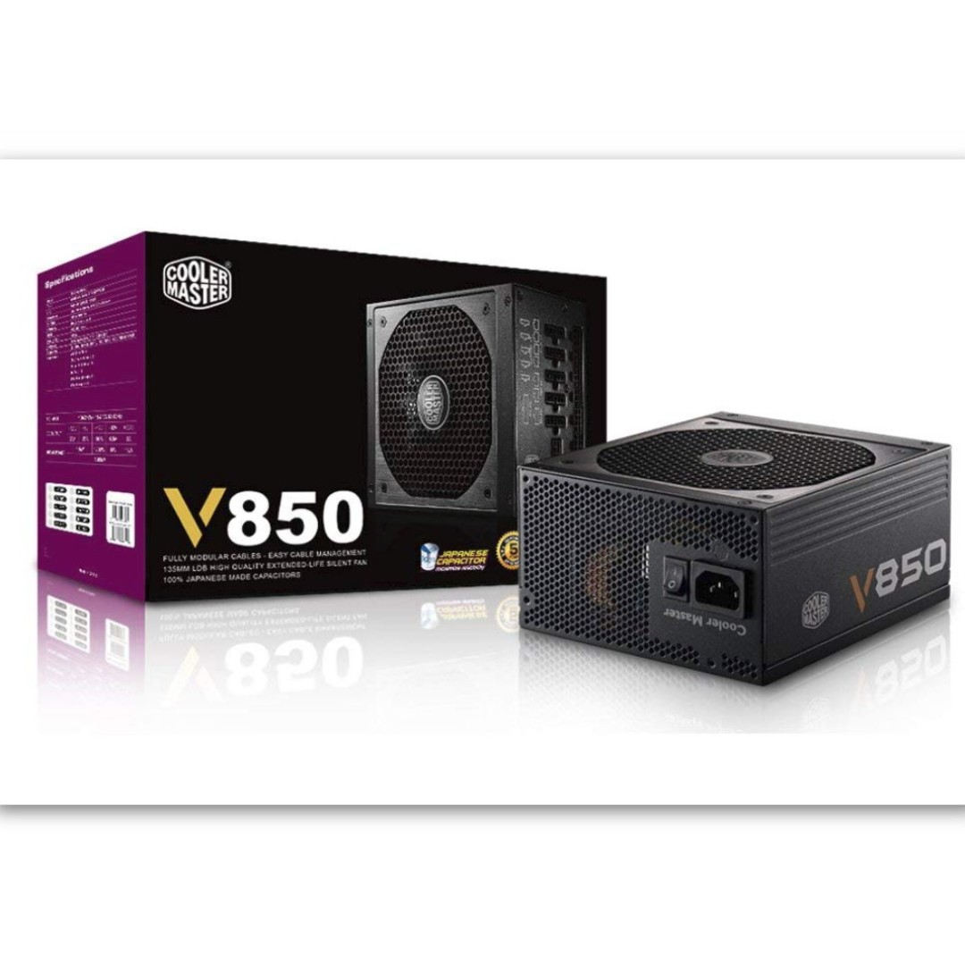 Cooler Master V850, Full Modular 80+ Gold Certified 850W Power Supply ...