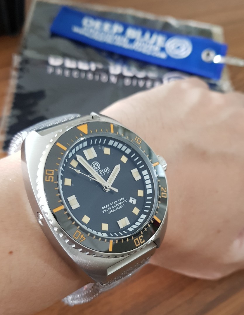 Deep Blue Deep Star 1000 Swiss Automatic Braclet - Diver Black/Orange ...