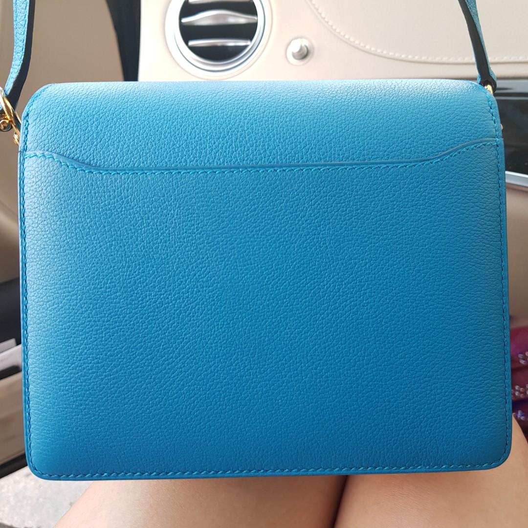 Hermes Mini Roulis 18 Blue Zanzibar GHW, Luxury, Bags & Wallets on ...