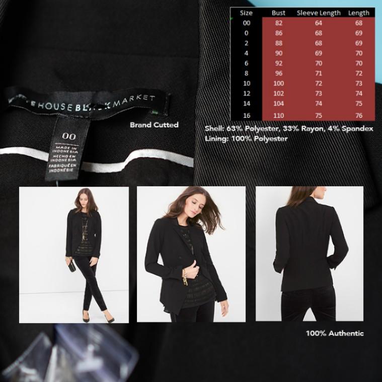 WHBM ORIGINAL TROPHY PADDED women formal office wear coat/jacket black ...