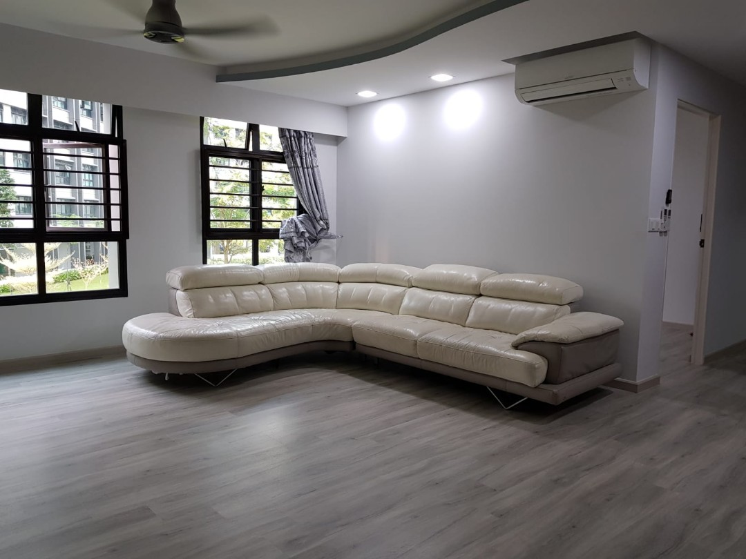 White L-Shaped Sofa, Furniture & Home Living, Furniture, Sofas on Carousell
