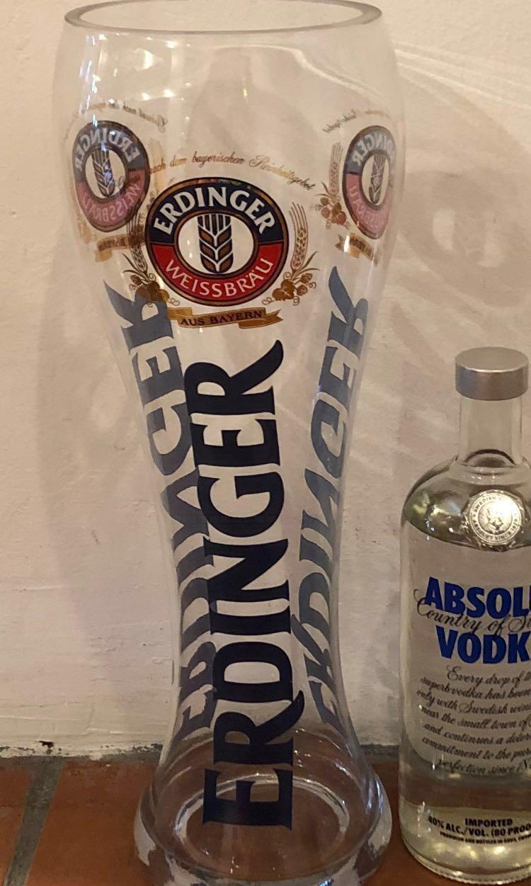 ERDINGER XL Large Big Beer Glass 44cm RARE not Hoegaarden drinking mug ...