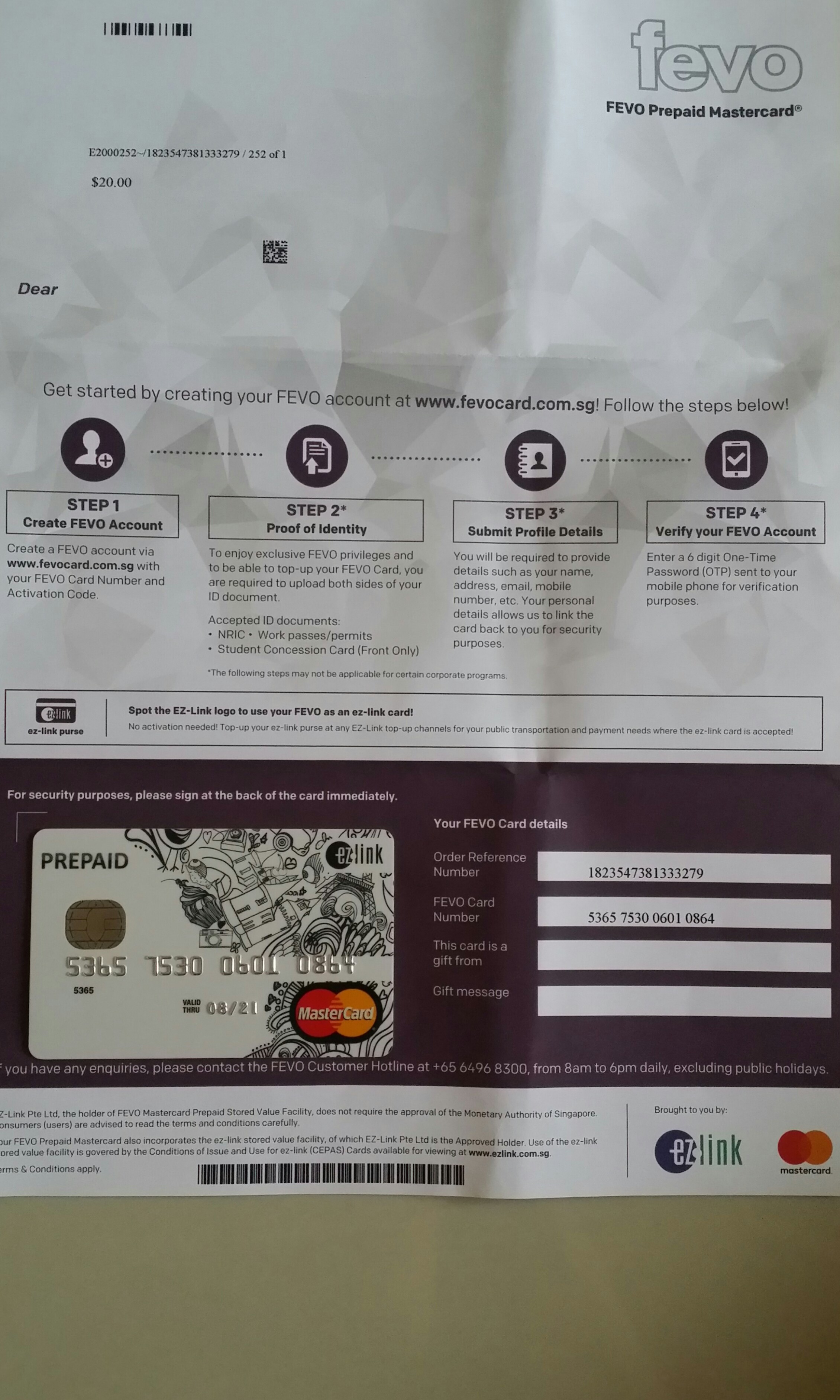 FEVO Prepaid Mastercard - ez-link, Tickets & Vouchers, Vouchers on ...