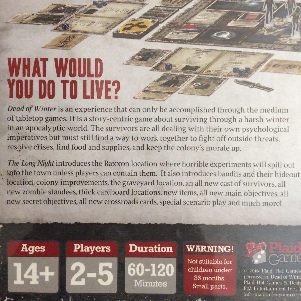 Dead of Winter The Long Night board game, Hobbies & Toys, Toys & Games ...