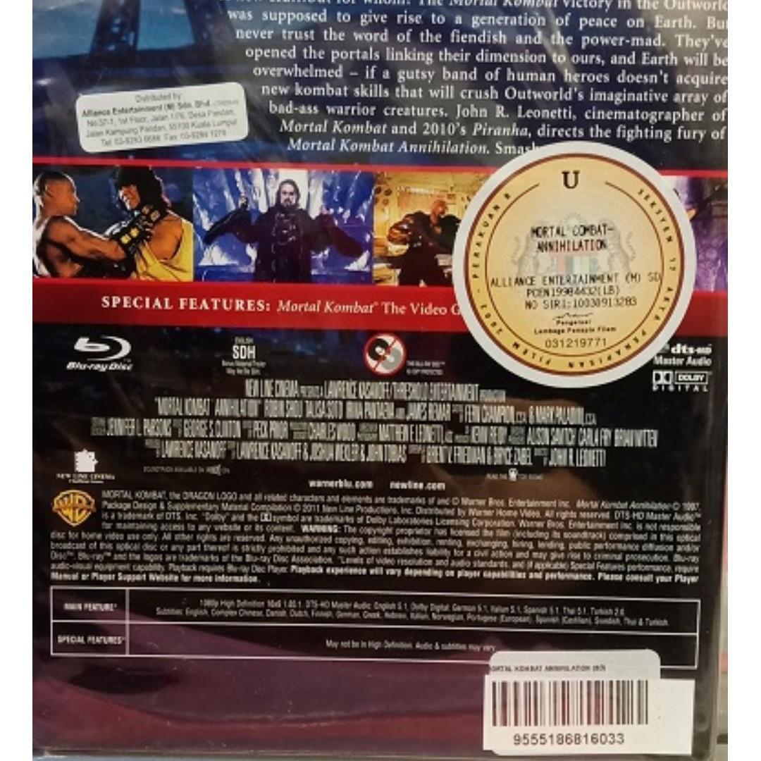 English Movie Mortal Kombat Annihilation Blu-ray, Hobbies & Toys, Music ...