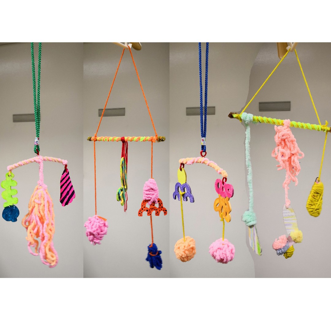 Handcrafted hanging mobiles with yarn & wood cutouts, Free Items on ...