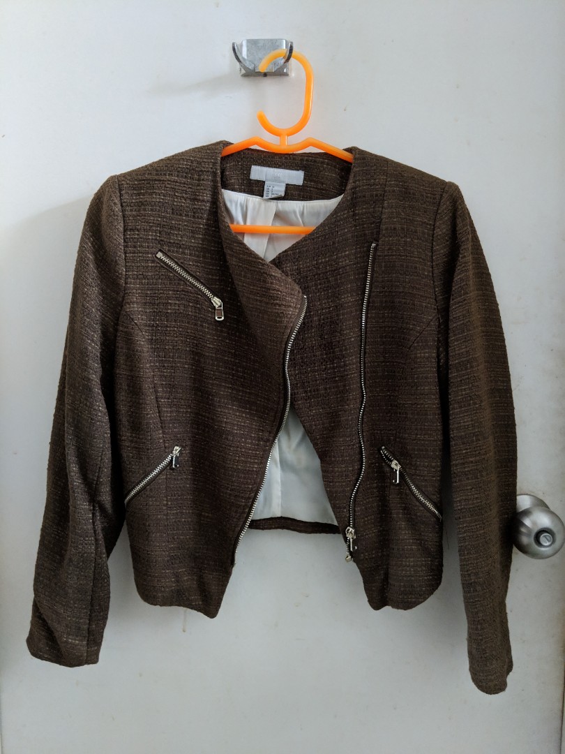 H&M Cropped Jacket - Olive Green, Women's Fashion, Coats, Jackets and ...