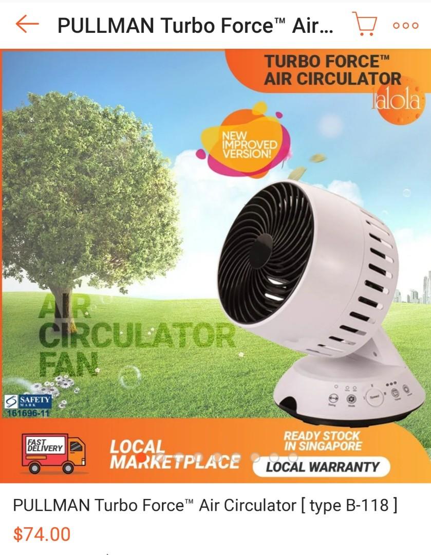 Pullman Turbo Air Circulator Fan 8" with Remote Control, Furniture ...