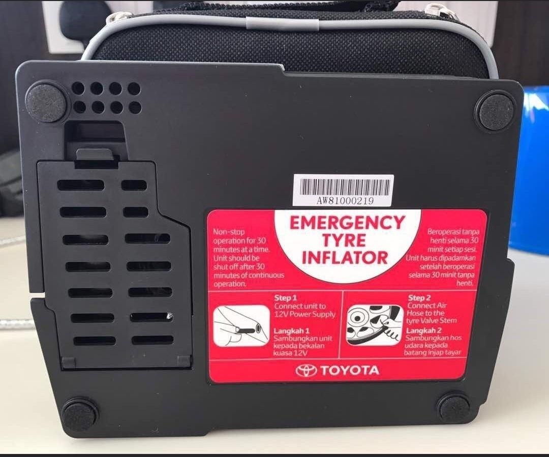 Toyota emergency tyre inflator pump, Auto Accessories on Carousell