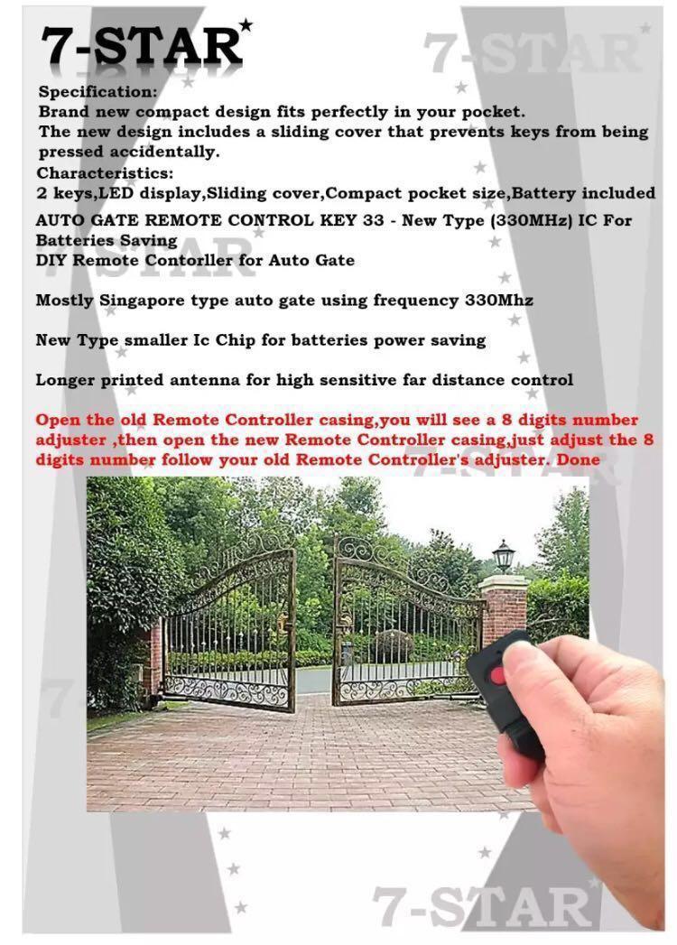 330 Autogate Remote Control Key System for Auto Gate including ...