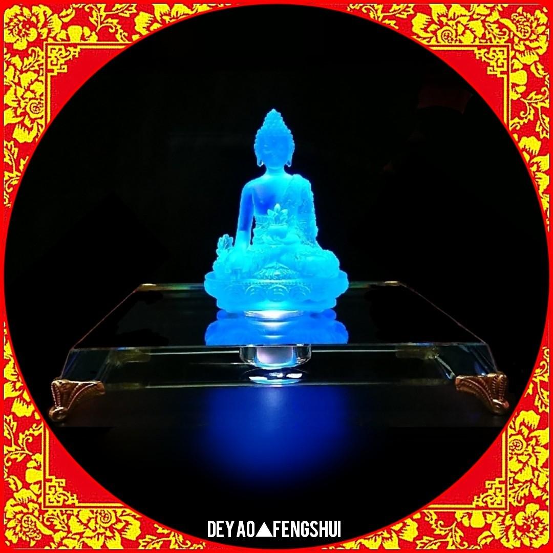 BN Serene Chinese Deity Buddah Liu Li Crystal Glass Figurine Statue ...