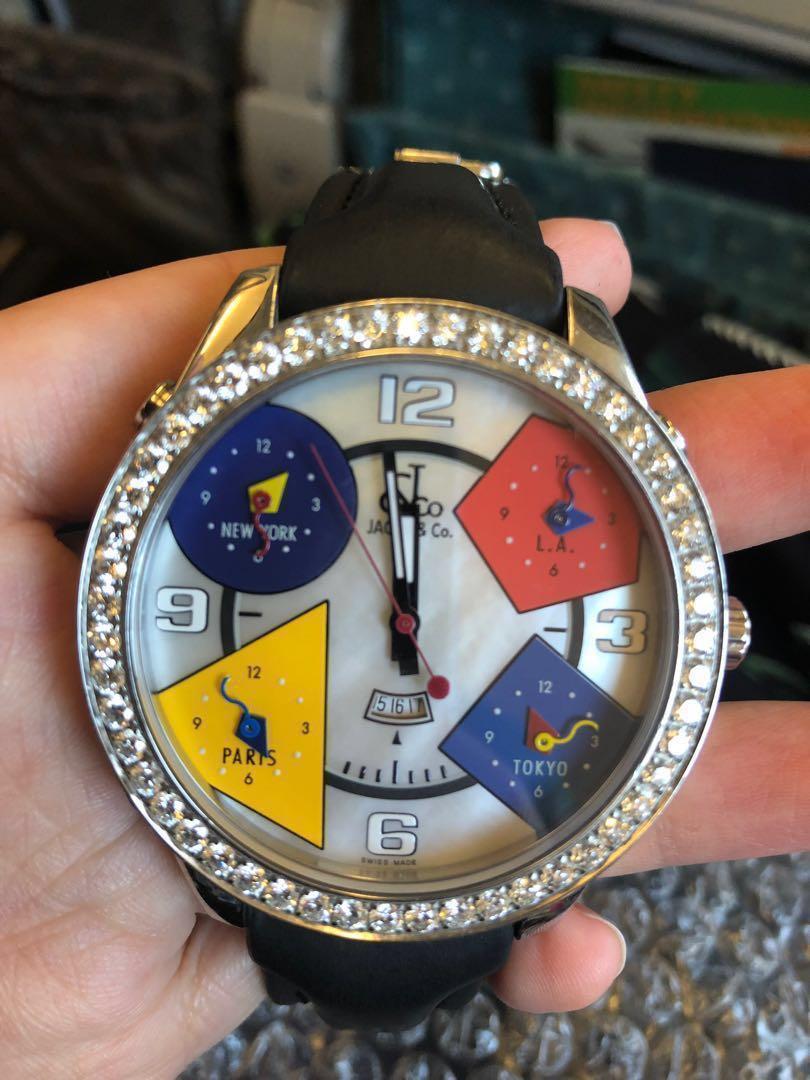 Jacob&Co Diamond bezel 5 time zone watch with straps authentic, Luxury ...
