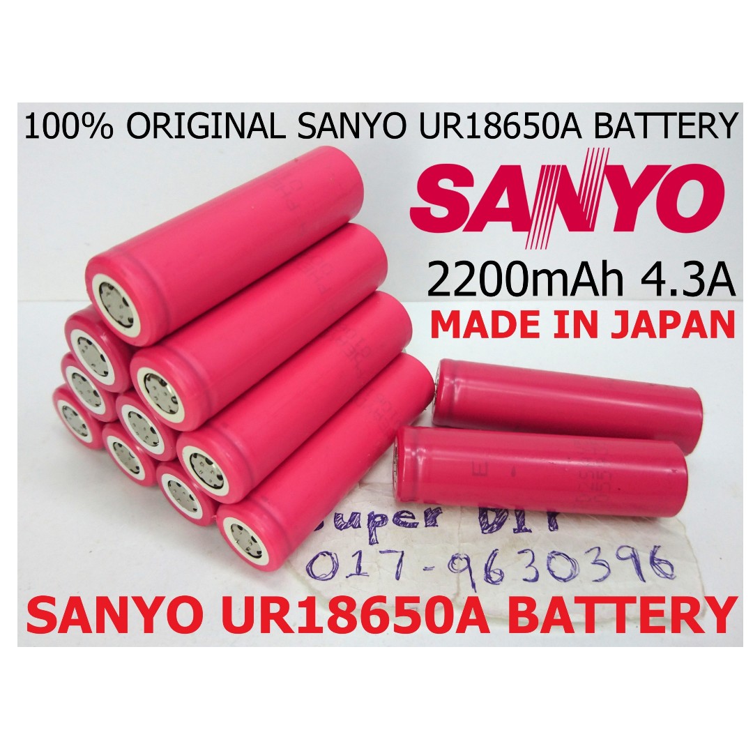 SANYO UR18650A 3.7V 2200mAh Li-Ion Rechargeable Battery 18650 Power Bank, Computers & Tech ...