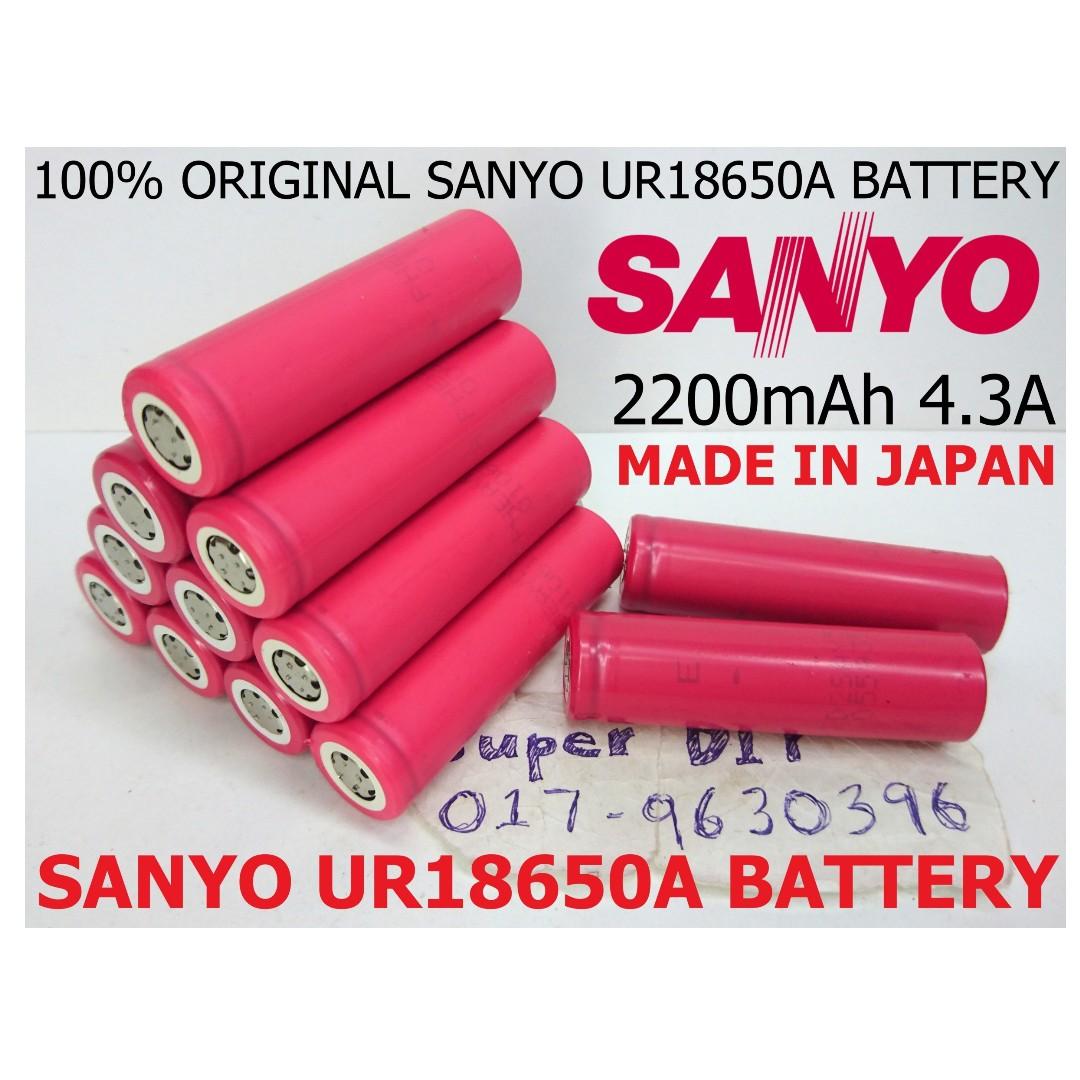 SANYO UR18650A 3.7V 2200mAh Li-Ion Rechargeable Battery 18650 Power ...