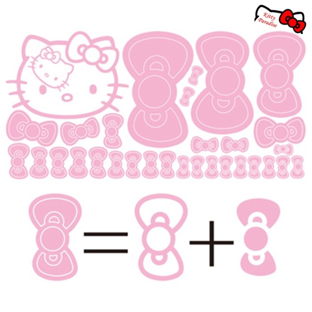 Hello Kitty Ribbon Head Wall Sticker Set (S) #DEC30, Furniture & Home ...