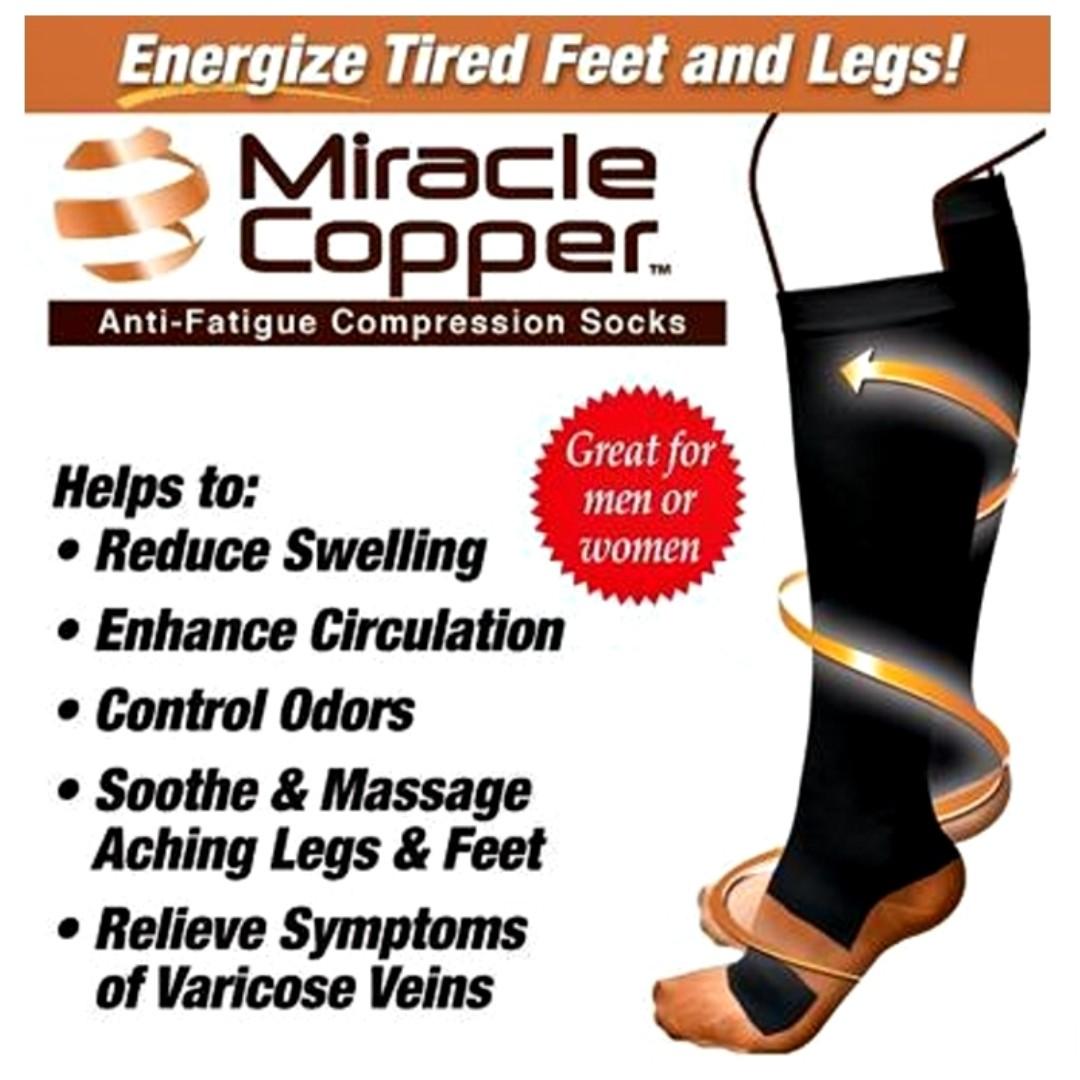 Miracle Copper Anti-Fatigue Compression Socks (2 pairs), Beauty ...