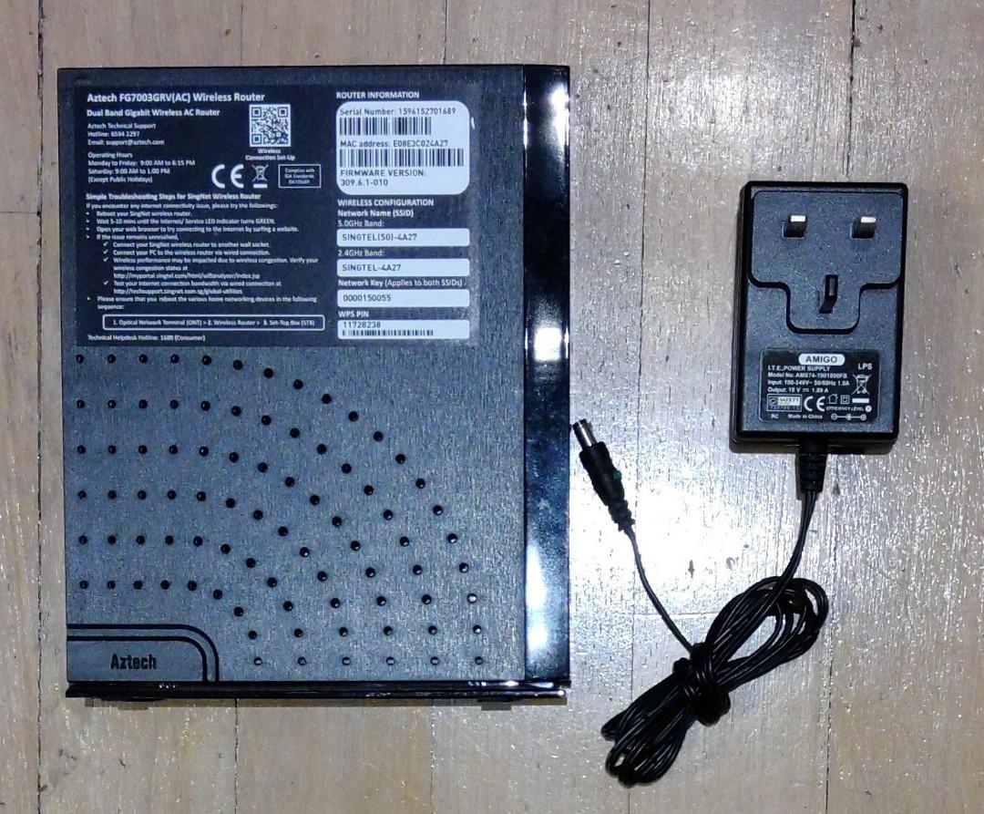Singtel Router (Aztech FG7003GRV AC Router), Computers & Tech, Parts ...