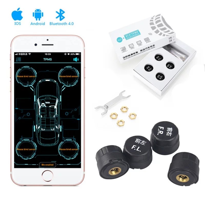pre-order TPMS Bluetooth Low Energy Car Tire Pressure Monitor System 4 ...