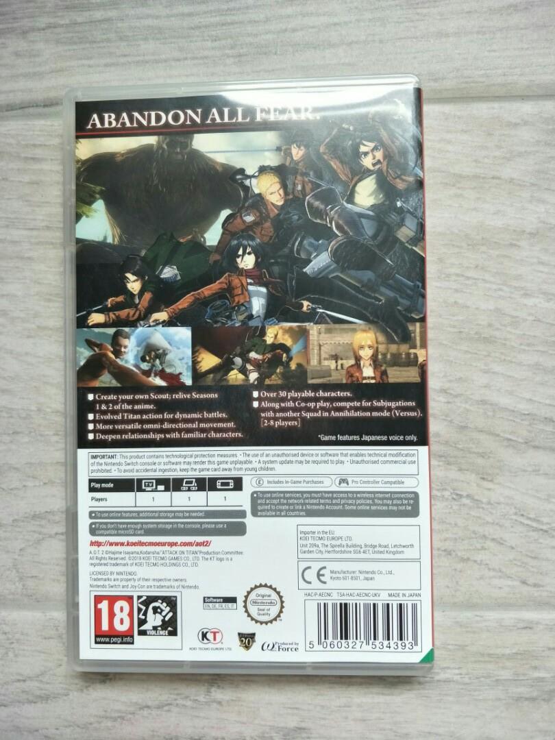 Attack on Titans 2 AOT switch, Toys & Games, Video Gaming, Video Games ...