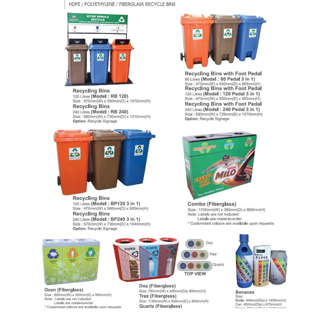 Bonanza Recycle Bin HDPE Can 450mm(Dia)x1000mmH No Sticker, Furniture ...