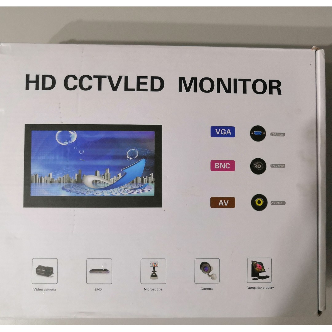 全新HD CCTVLED 7吋MONITOR CCTV專用細螢幕VGA BNC AV 輸入, 傢俬＆家居, 保安及門鎖 , 保安系統及閉路電視 ...