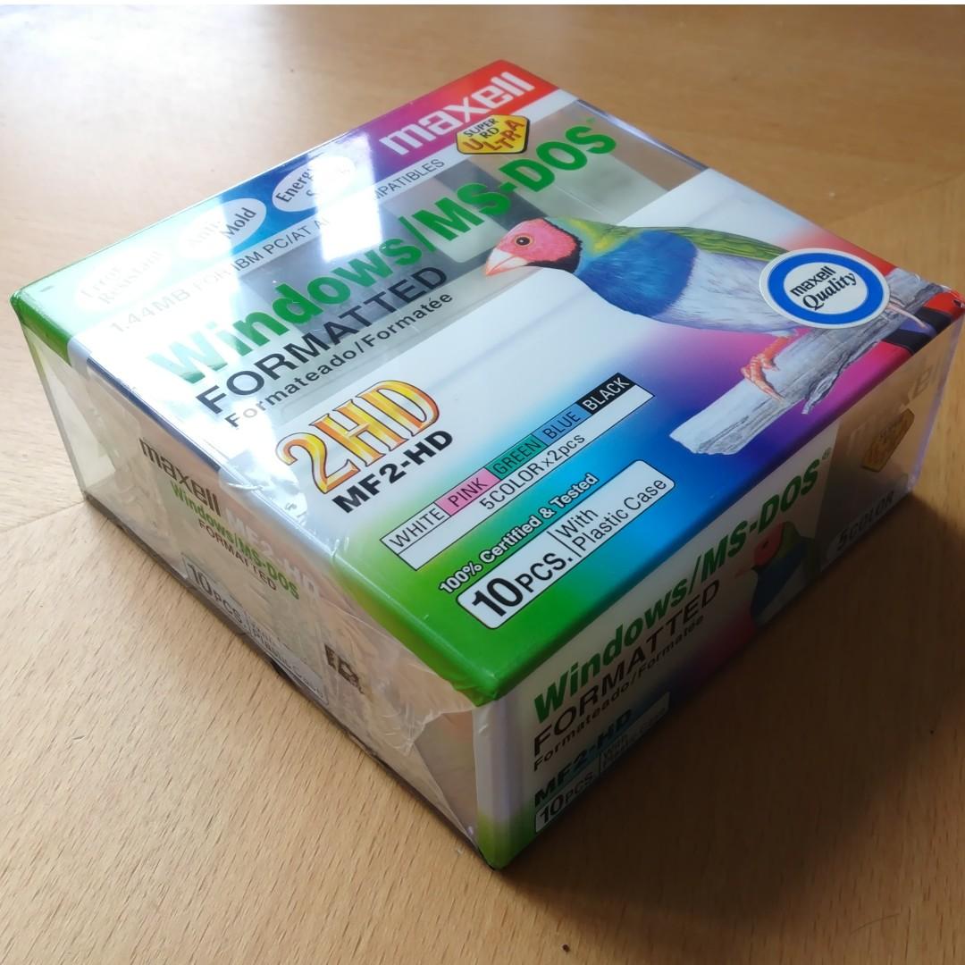 全新Maxwell 原裝 1.4MB computer diskette 電腦磁碟 盒装10片彩虹色, 電腦＆科技, 電腦周邊及配件, 硬碟及 ...