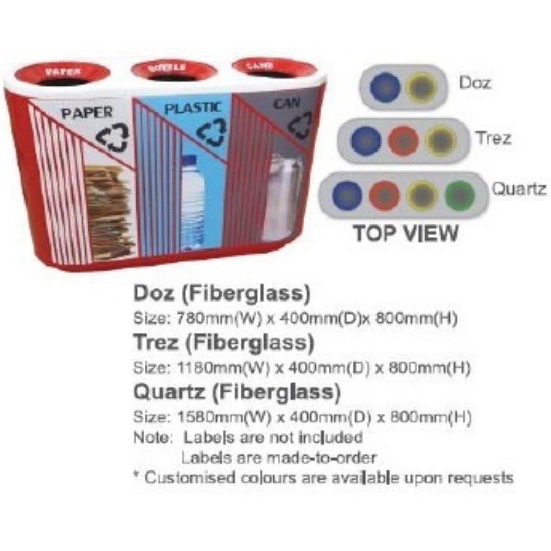 Quart Recycle Bin Fiberglass Quartz 1580Wx40Dx800H W Sticker, Furniture ...