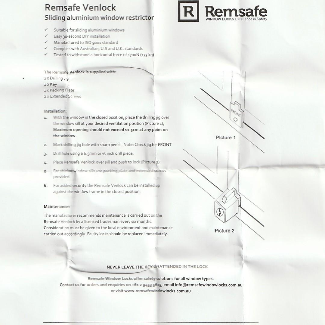 Remsafe Sliding aluminium window lock, Everything Else on Carousell