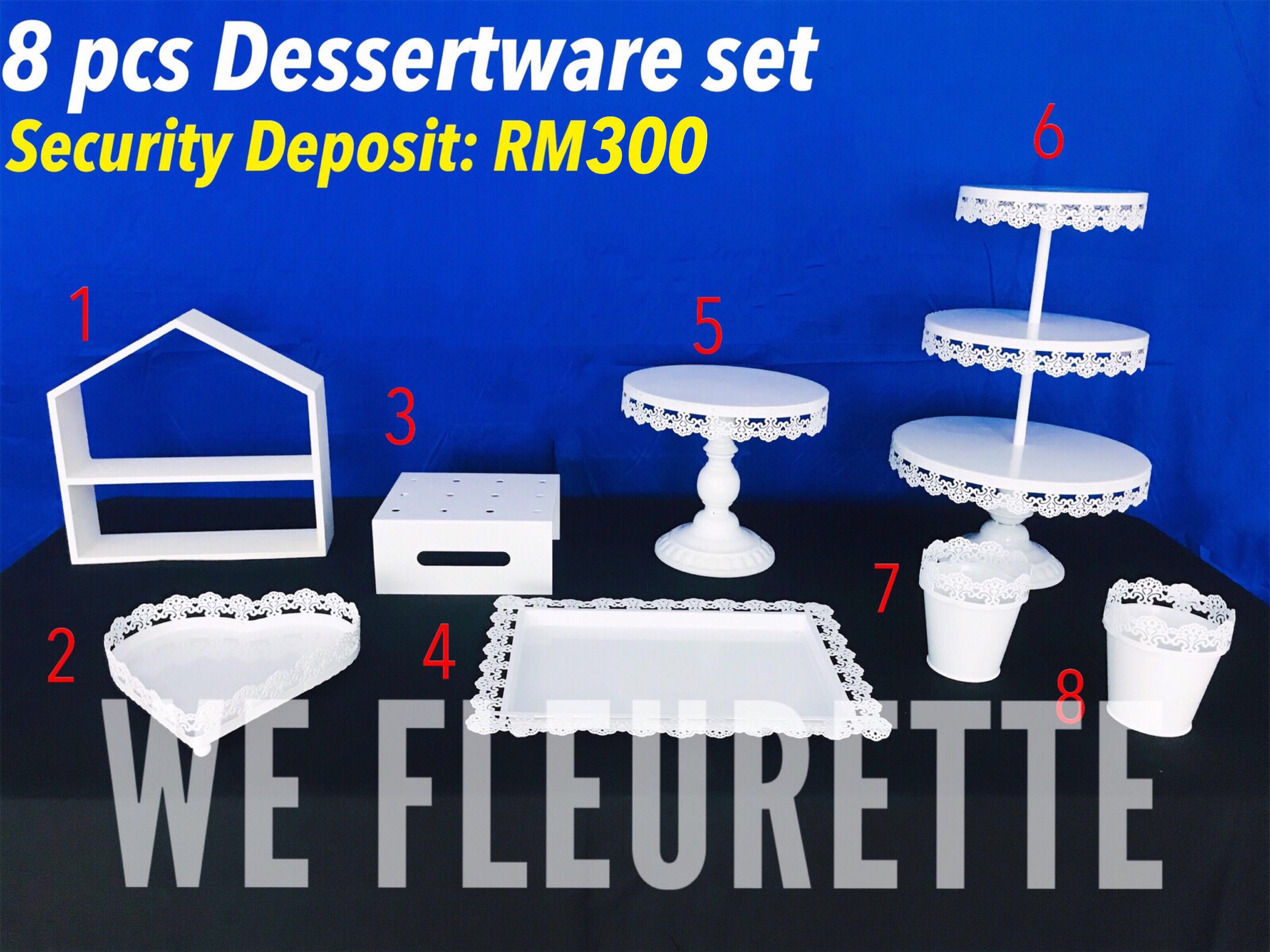 RENTAL: 8 pcs dessert ware set / dessert table cake display set ...