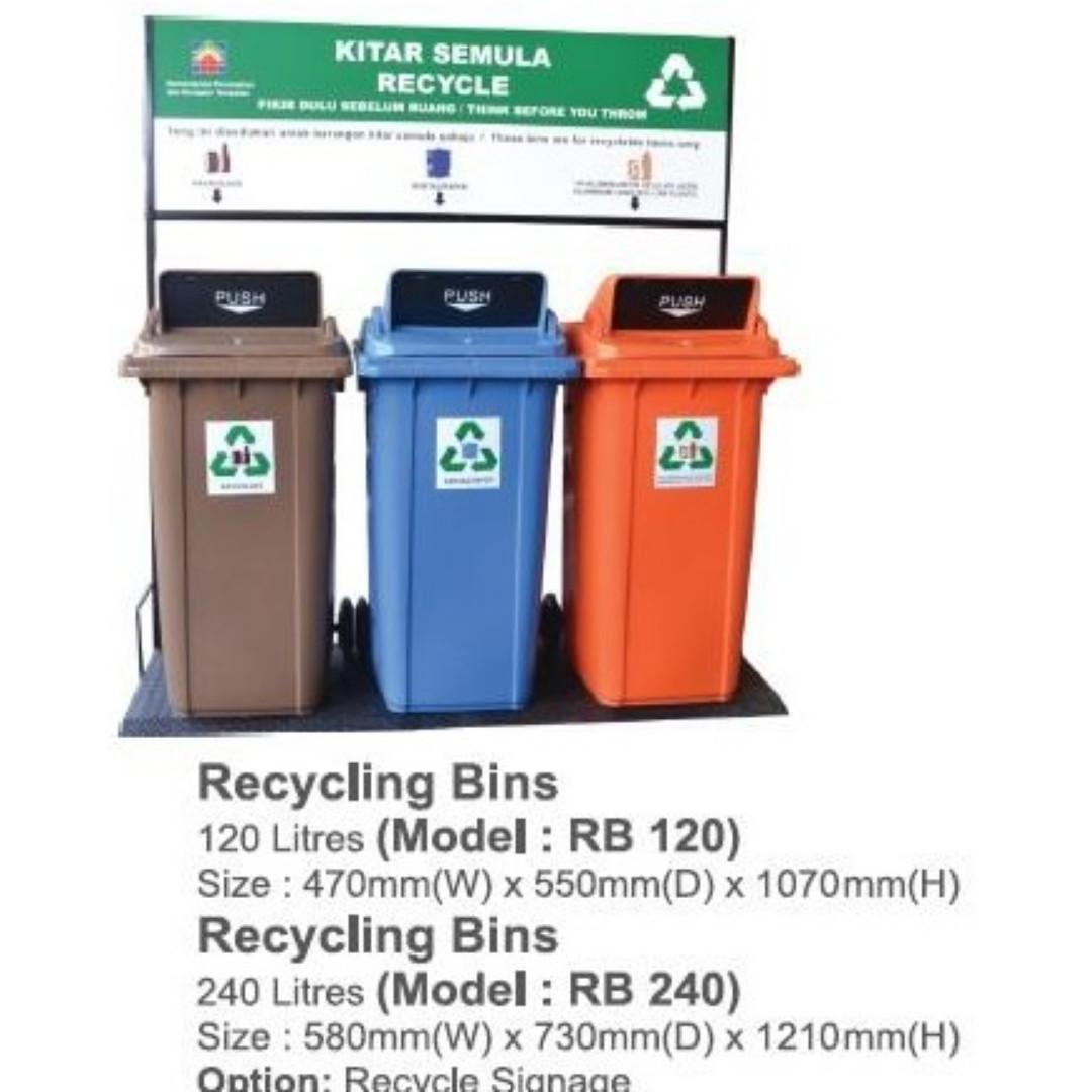 Signage For Recycle Bin Set of 3 in 1 BP120+RB120+120 Pedal, Furniture & Home Living, Furniture ...