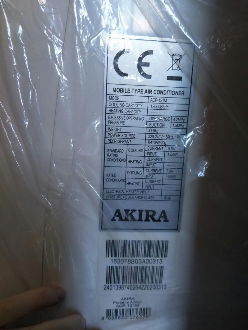 Akira mobile type air conditioner,air con 12000Btu/h, TV & Home ...