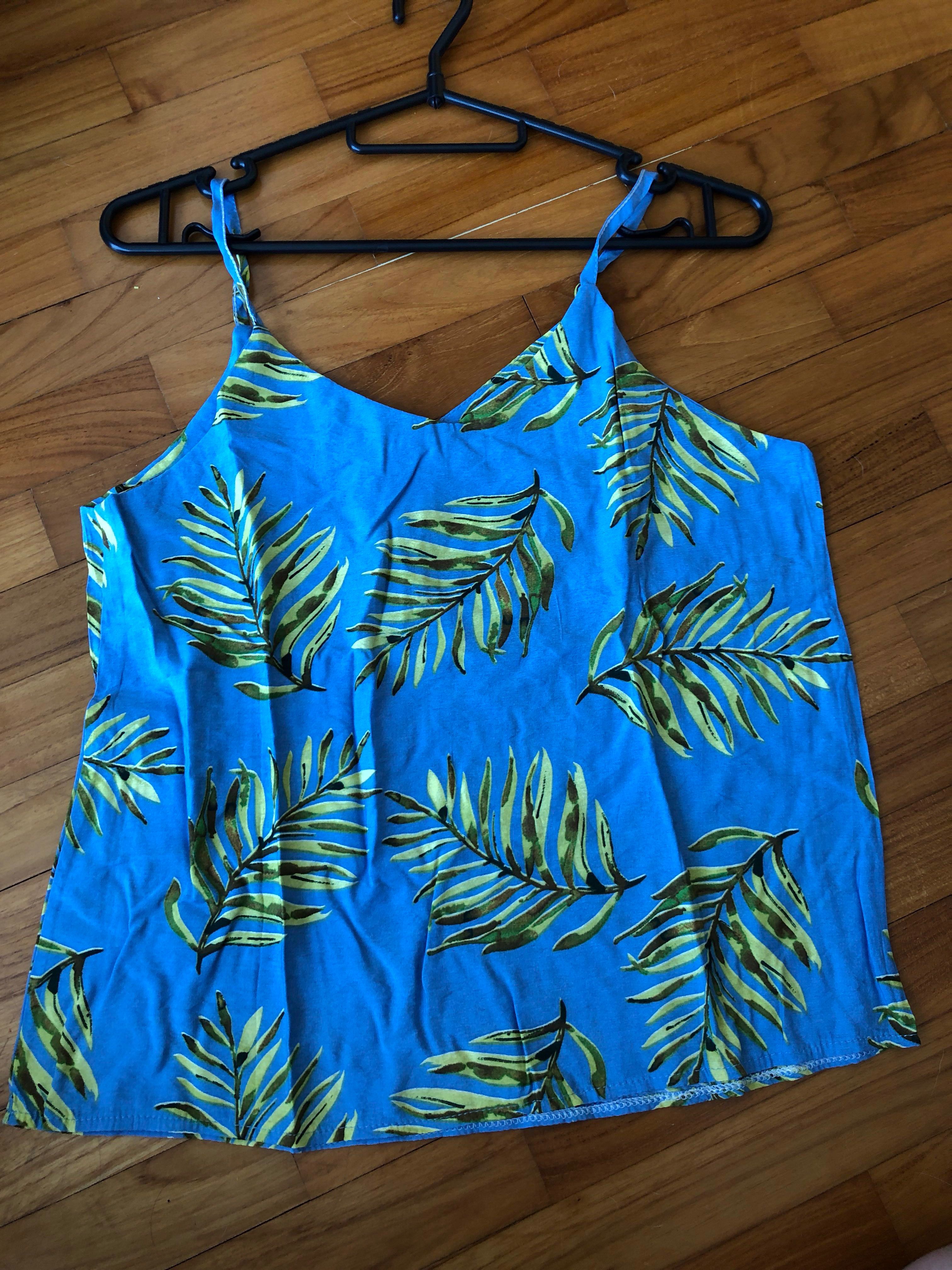Cami TOP- palm tree, Women's Fashion, Tops, Sleeveless on Carousell