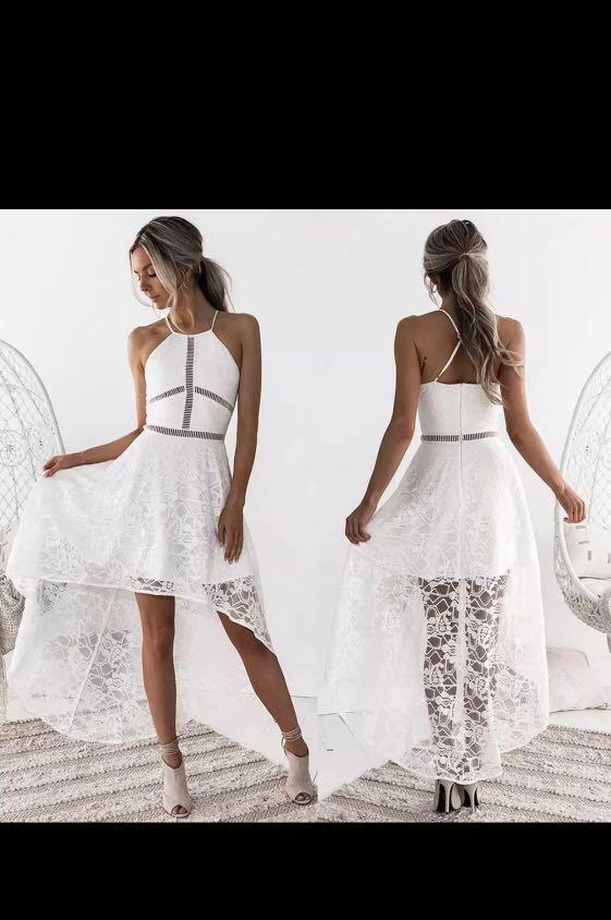 White sleeveless formal prom dress, Women's Fashion, Muslimah Fashion ...