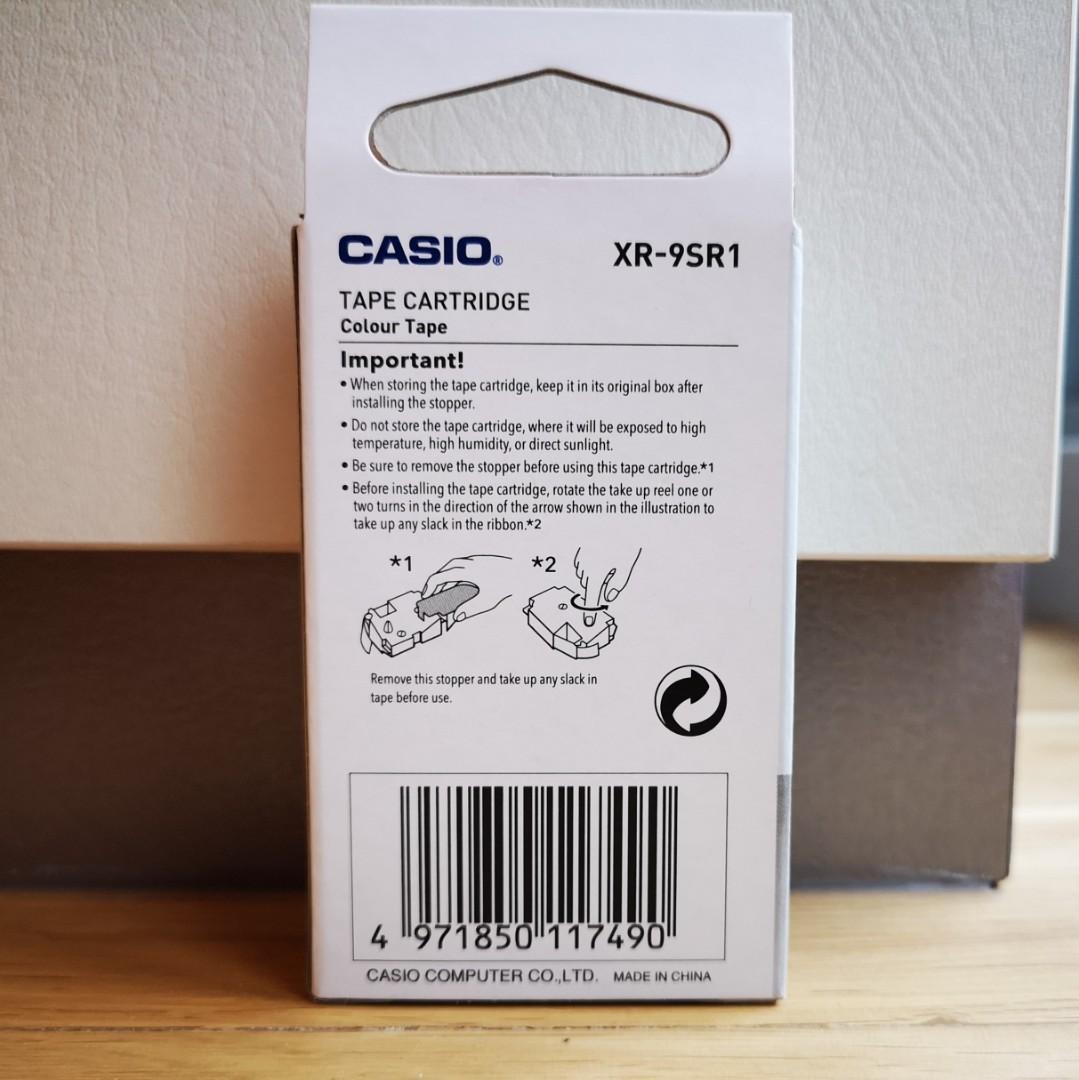 CASIO Ez Label Printer Cartridge 9mm x 8m XR-9SR1 Black on Silver Tape ...