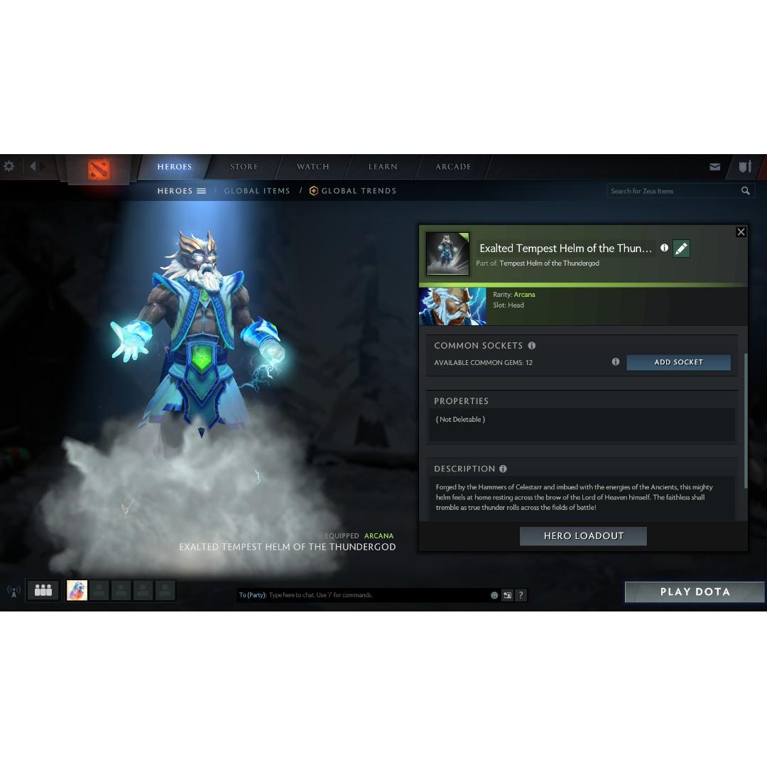 Dota 2 Exalted Tempest Helm of the Thundergod ( Zeus Arcana ), Video ...