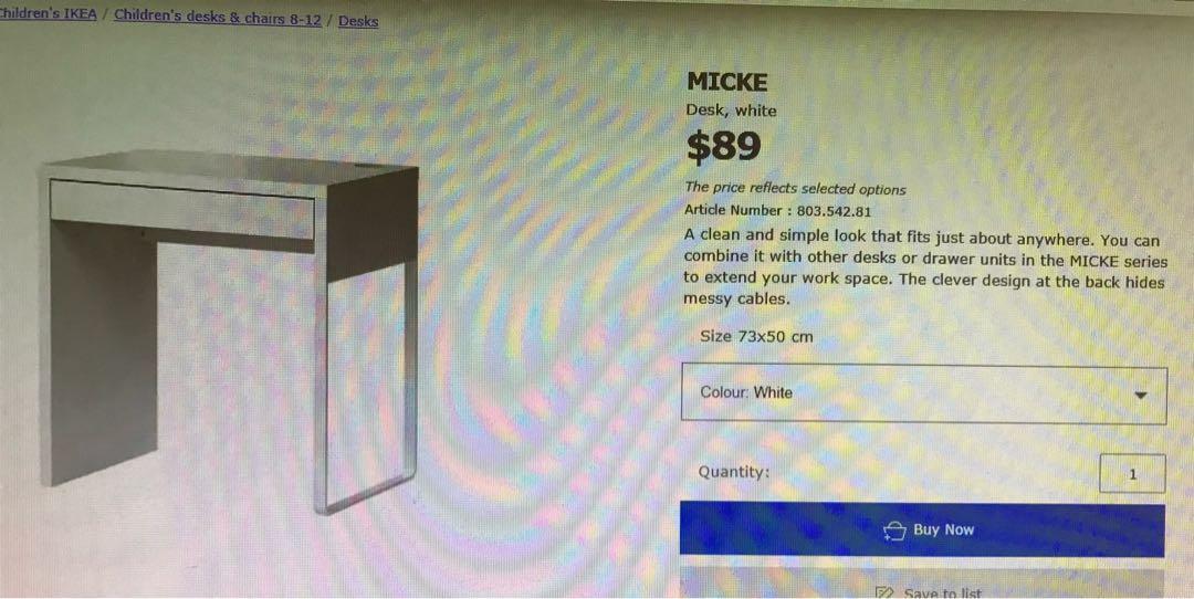 ikea MICKE Table, Furniture & Home Living, Furniture, Tables & Sets on ...