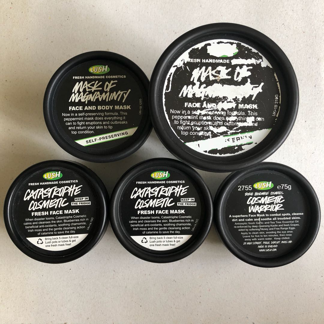 Lush mask pots (5, empty), Beauty & Personal Care, Face, Face Care on ...