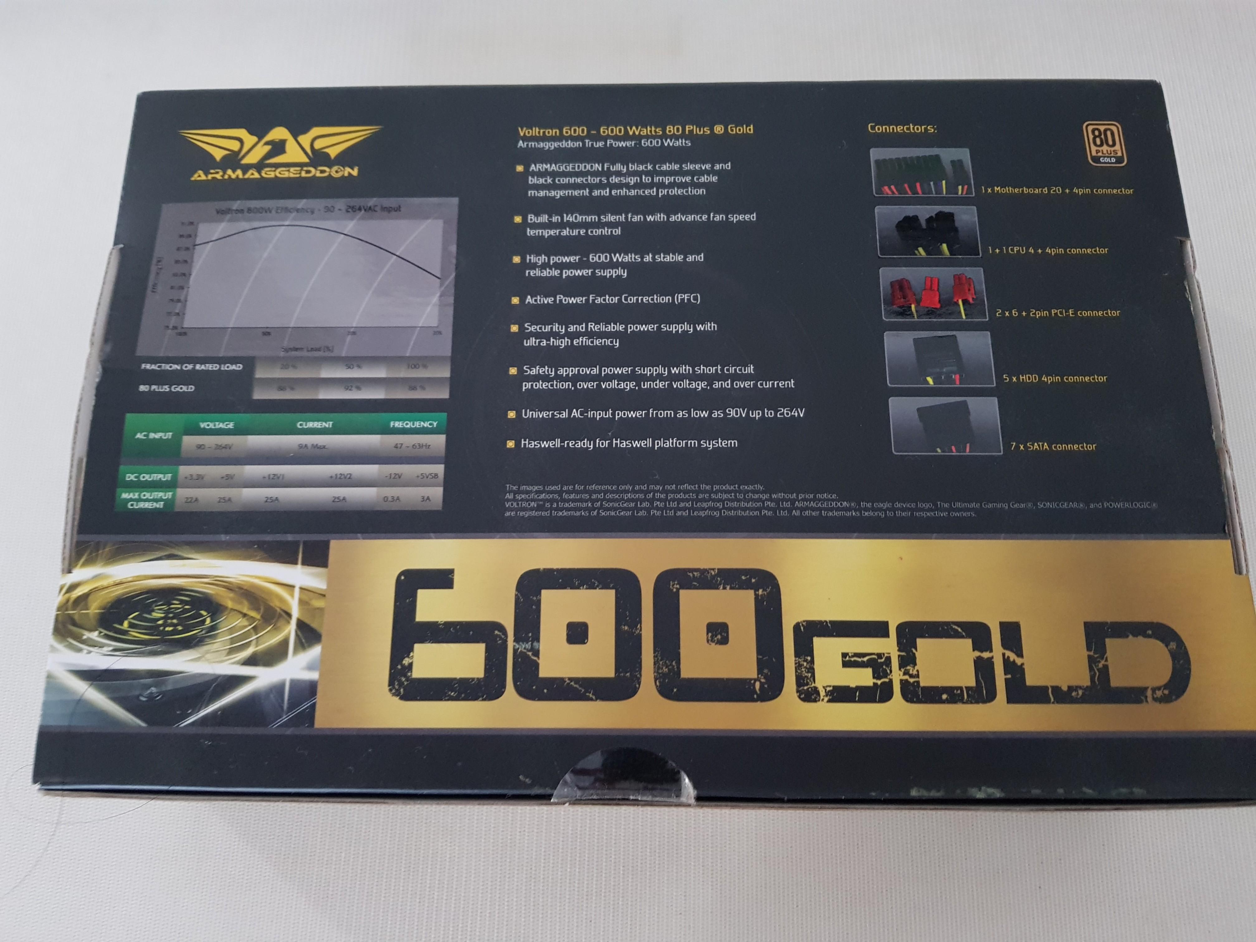 Armageddon Voltron 600 GOLD PSU, Computers & Tech, Parts & Accessories ...