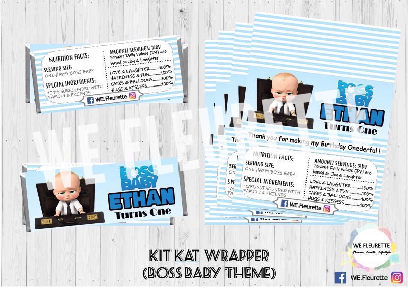 Boss Baby Theme Kit Kat Wrapper, Hobbies & Toys, Stationery & Craft ...
