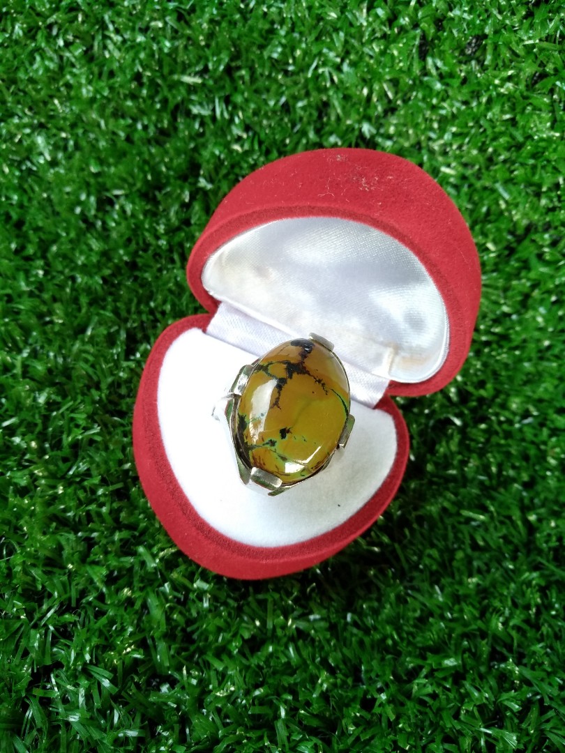 Cincin Perak Handmade ikat Batu Firus, Men's Fashion, Muslim Wear ...