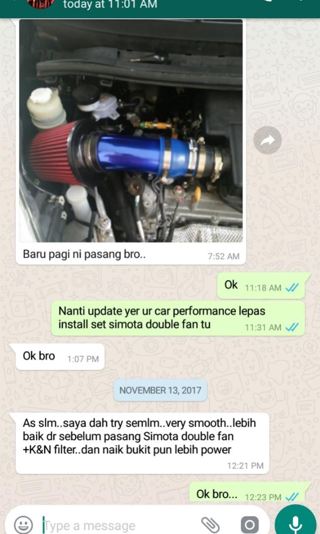 Complete set simota double fan + aluminium air intake pipe + k&n air filter untuk Perodua Alza ...